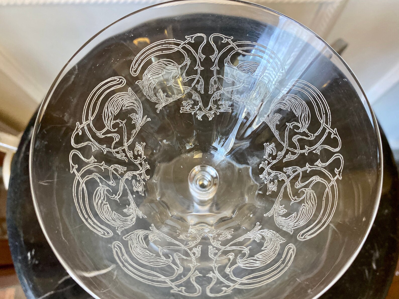 Vintage Etched Scroll Paneled Stemware 4 Ounce Champagne Glass - Etsy