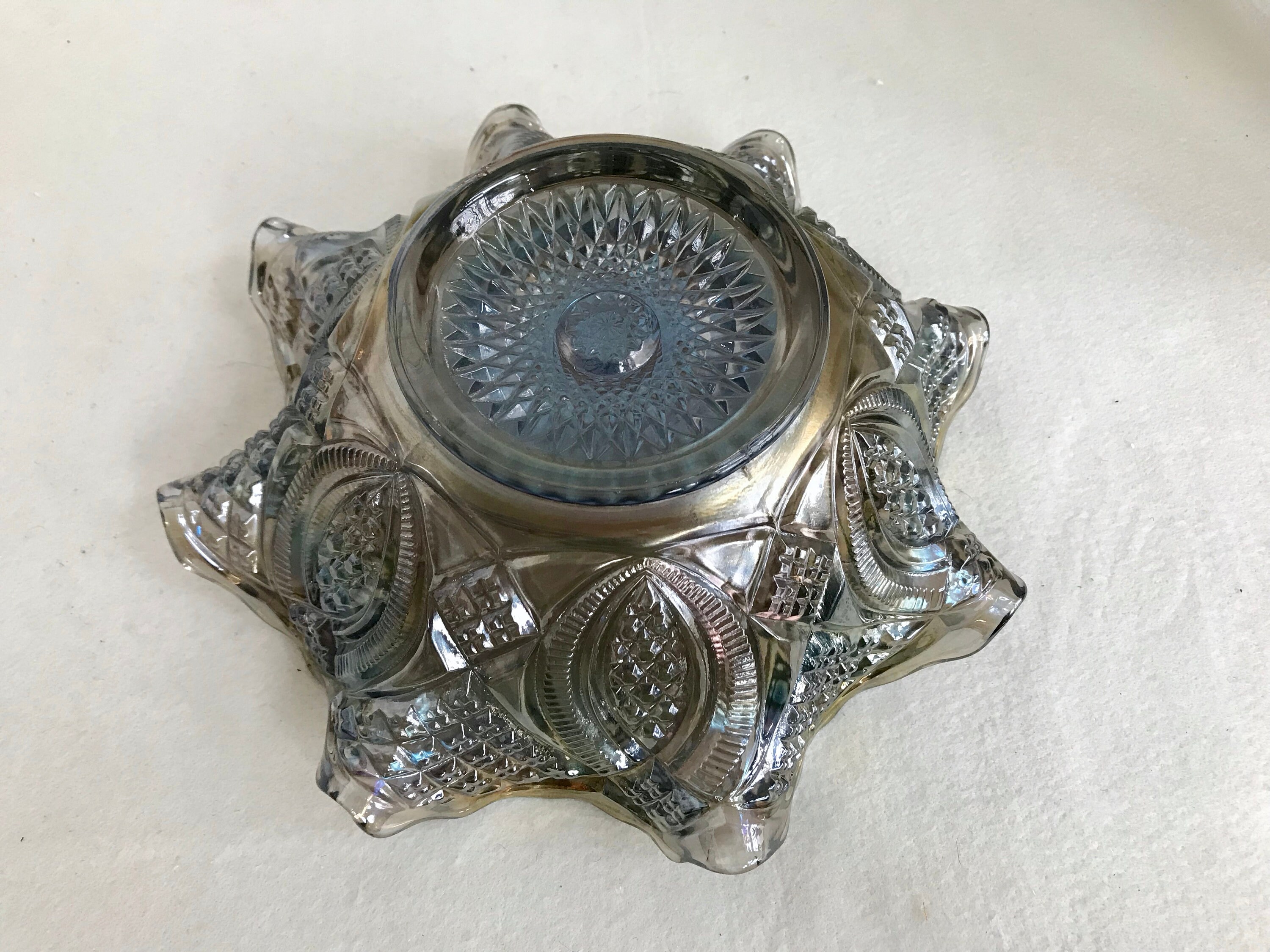 Imperial Glass Smoke Diamond Ring Ruffled 9 1/4 Carnival | Etsy