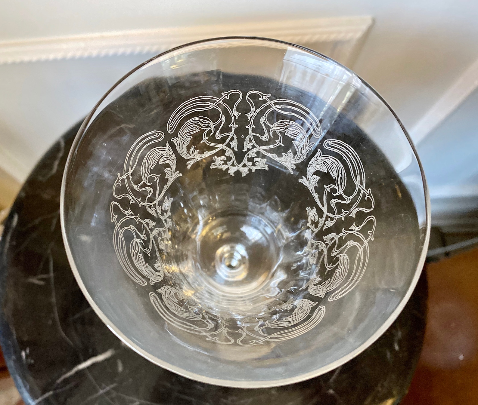 Vintage Etched Scroll Paneled Stemware Water/wine 8 Ounce Goblet - Etsy