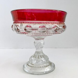 Vintage Indiana Glass Colony Ruby Red Thumbprint 7 1/2" Wedding Bowl ...