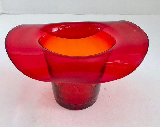 Blenko Ruby Red Cowboy Hat - Etsy