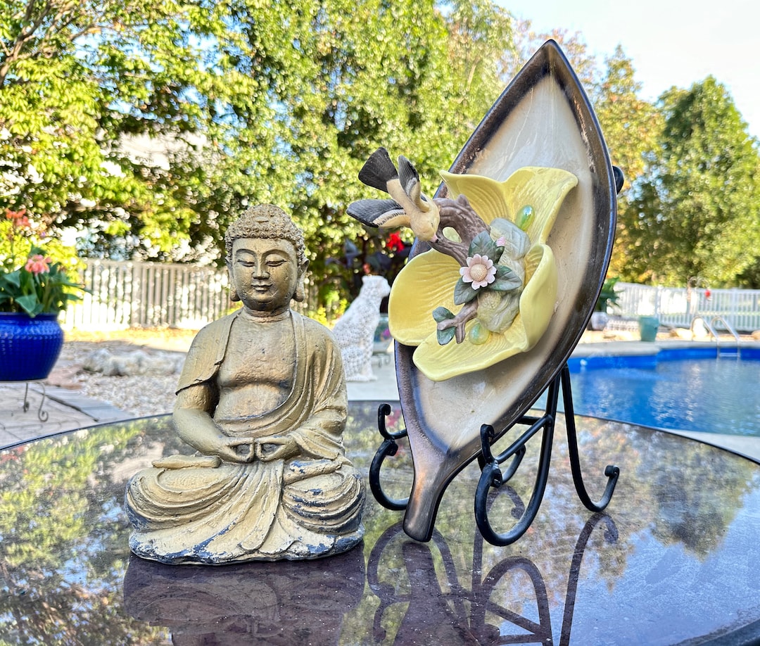 Vintage Repurposed Ceramic and Porcelain Flower Art With Porcelain Bird ...