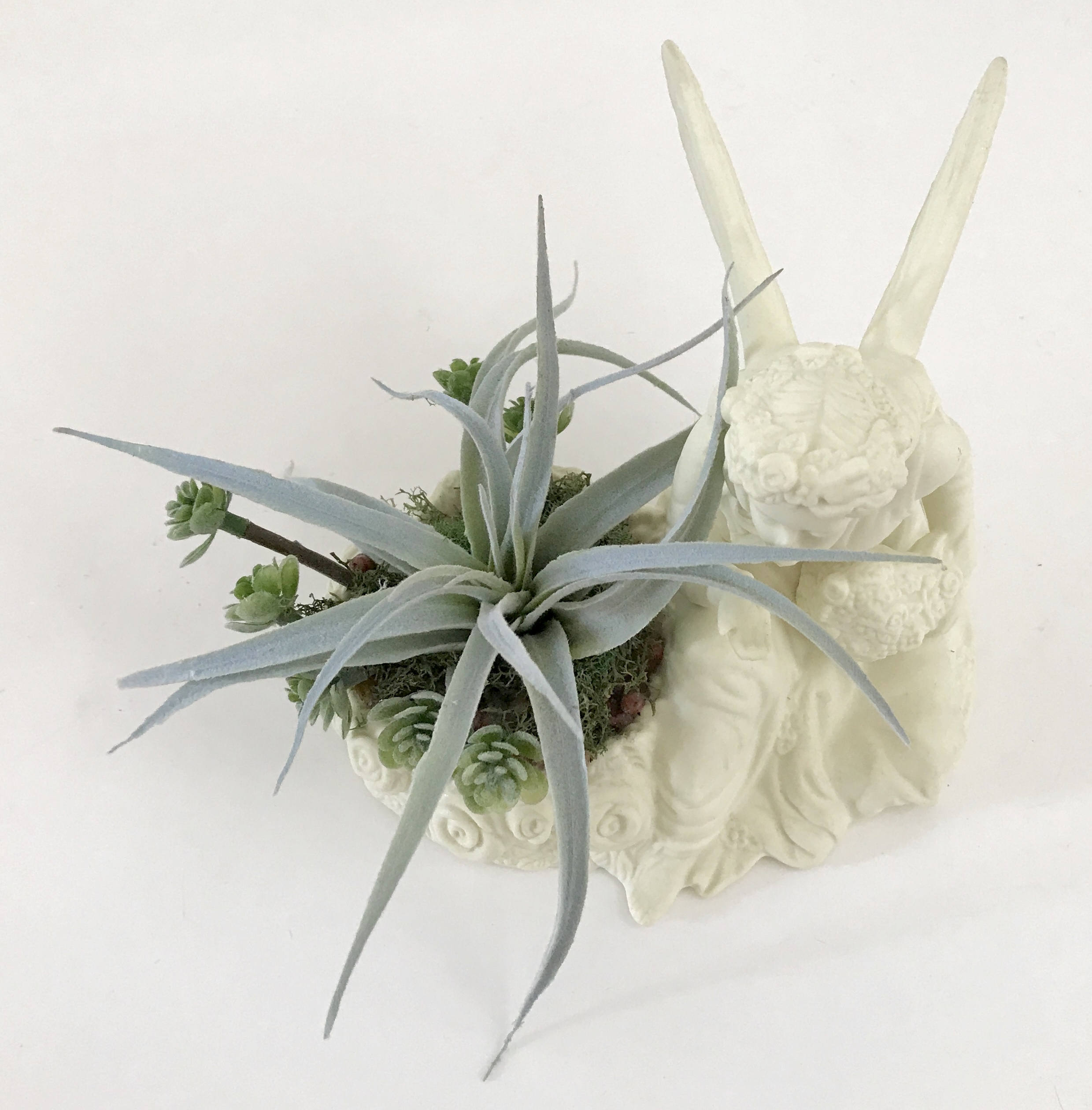 Decorative Planter Ceramic White Seated Angel With Flower | Etsy