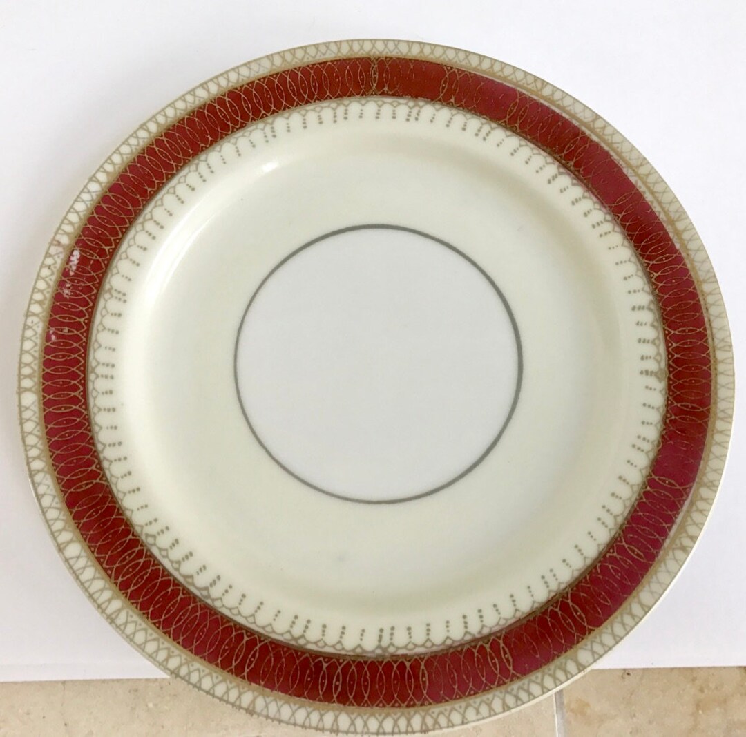 Fuji China Made in Occupied Japan Rare Burgundy and White Eggshell 7 1/ ...