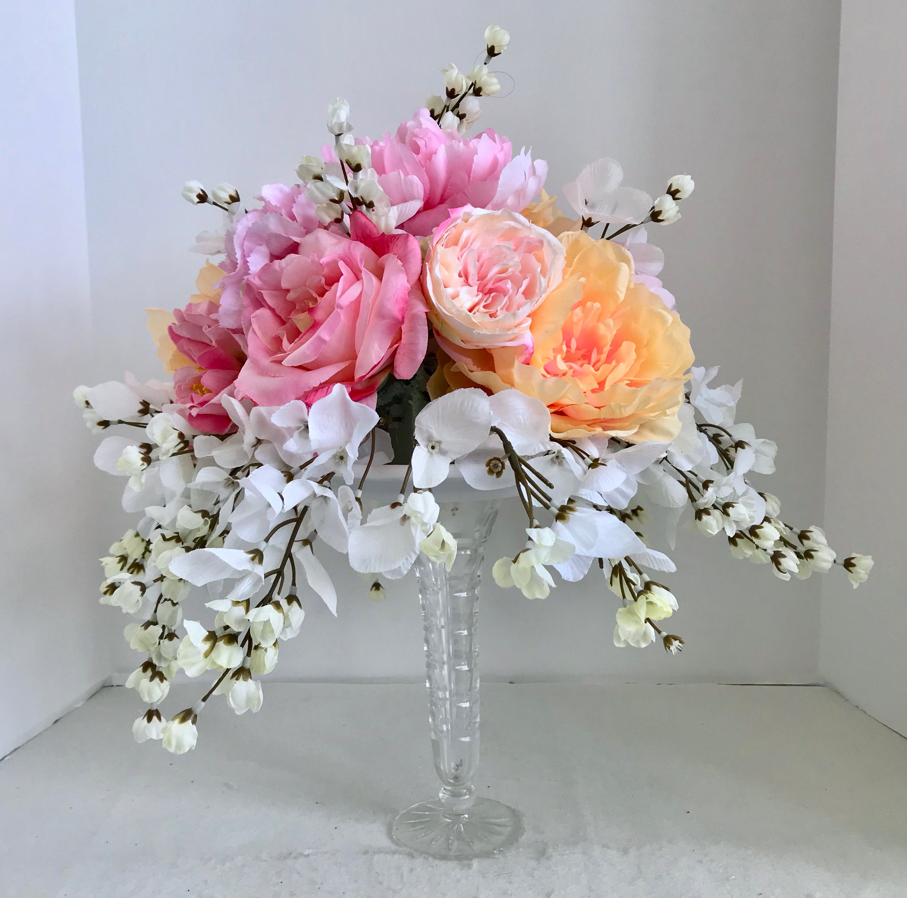 Floral Arrangement Centerpiece with Multi-Colored Silk Flowers | Etsy