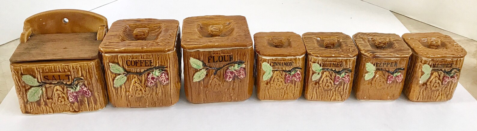 Vintage 7 Piece Ceramic Spice Container Set Made in Japan | Etsy