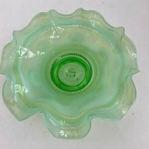 Vintage Jefferson Glass Astro Pattern 9" Green Opalescent Bowl With ...
