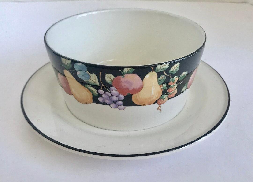 Sango Fanciful Fruit 3968 5 1/4" Round Gravy Boat With Underplate - Etsy
