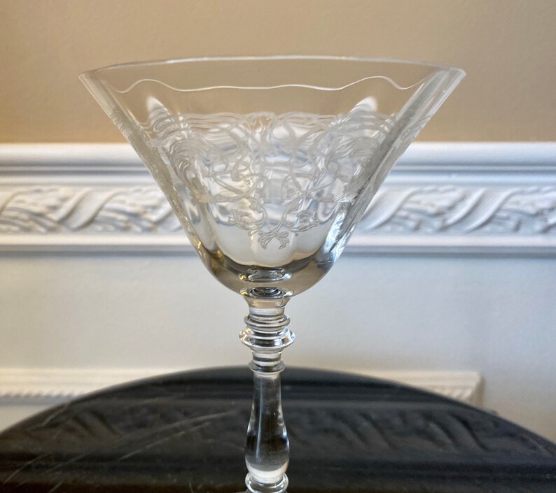 Vintage Etched Scroll Paneled Stemware 4 Ounce Champagne Glass - Etsy