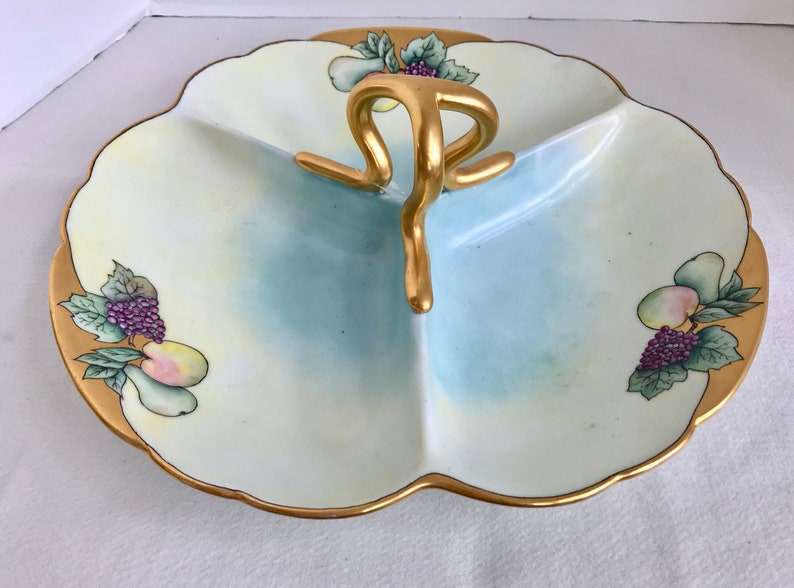 Fischer & Mieg of Pirkenhammer Hand Painted Gold Decorated Divided ...