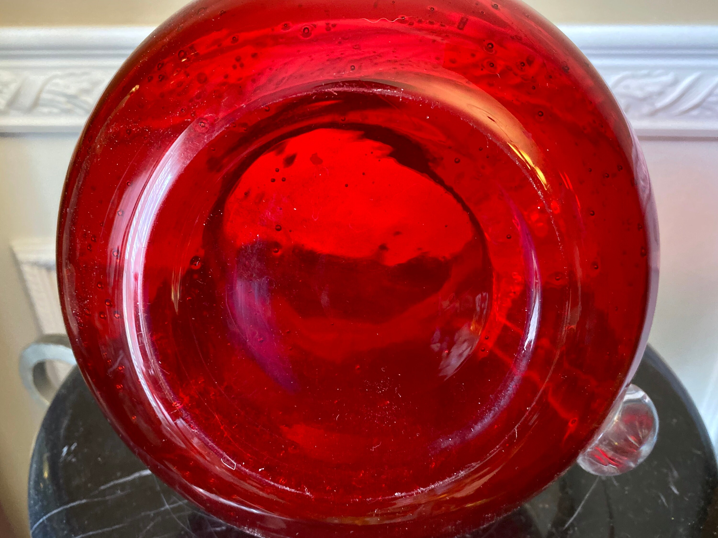 Red Bubble Art Glass Clear Handblown Pitcher | Etsy
