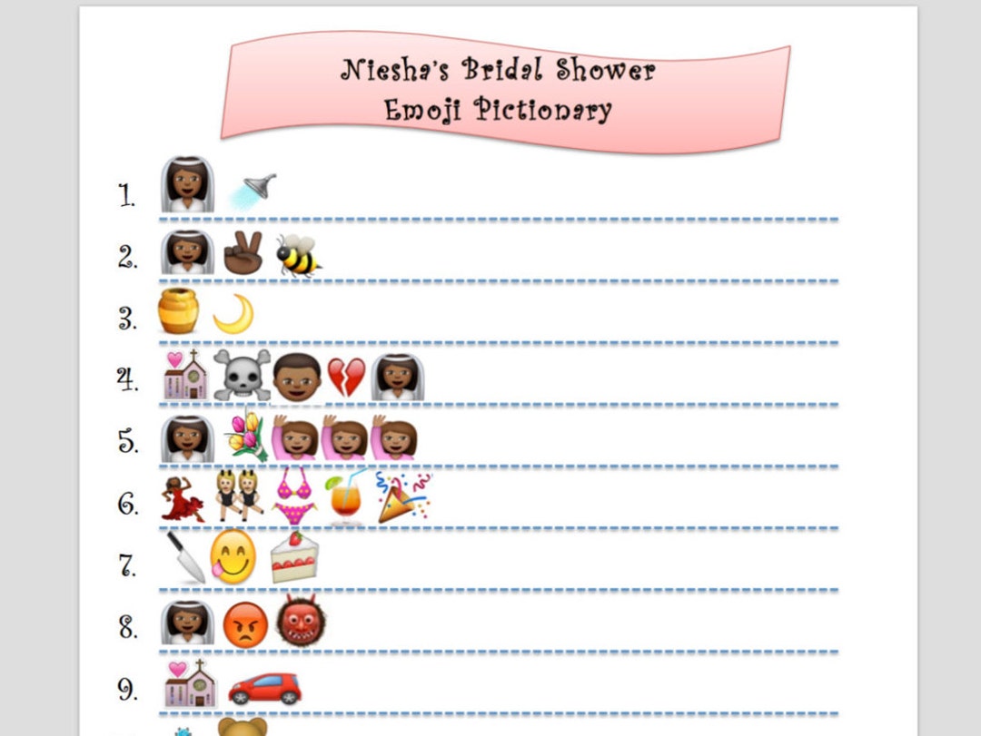 Bridal Shower Emoji Interactive Pictionary Game - Etsy