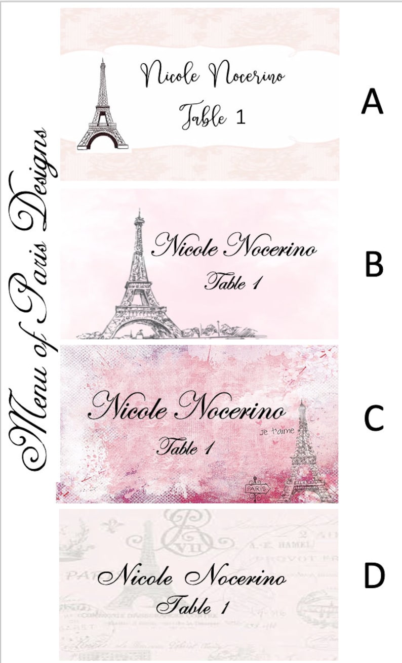 Paris Themed Place Cards - Etsy