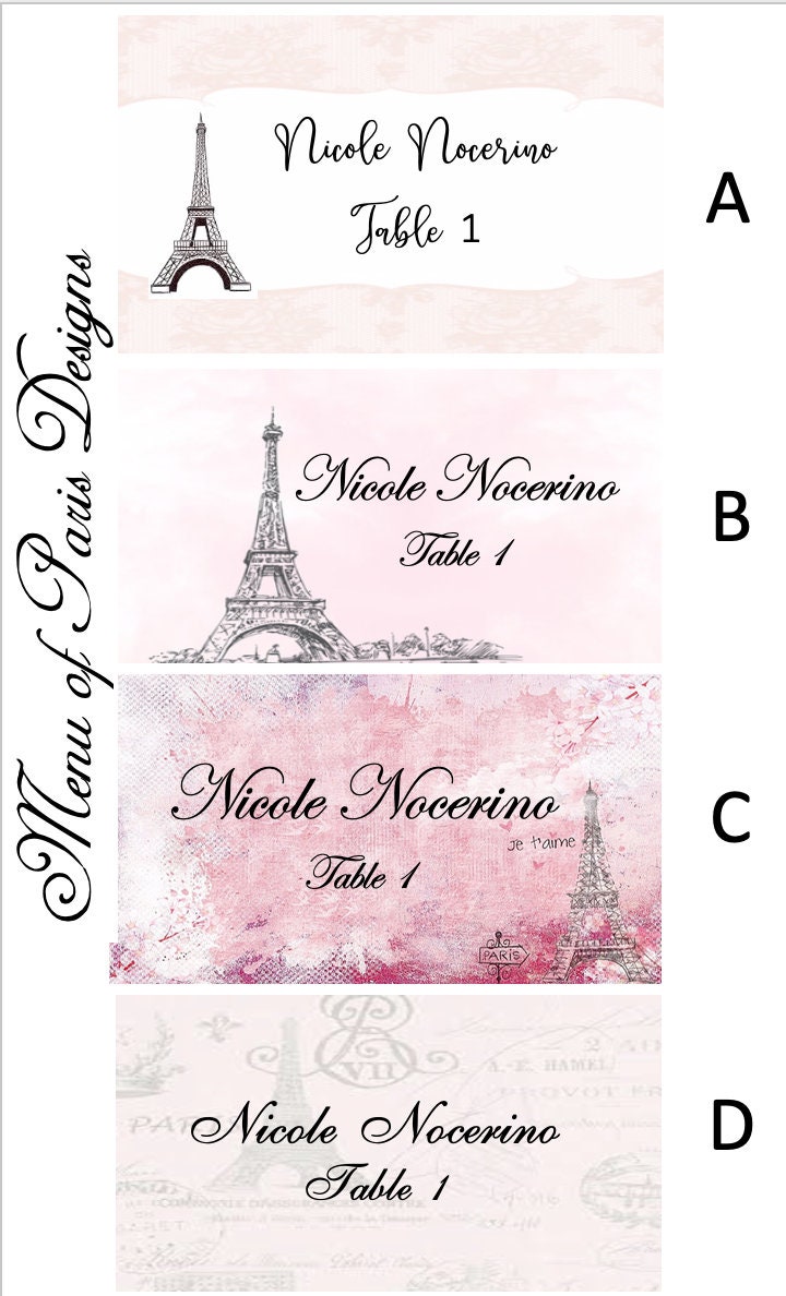 Paris Themed Place Cards - Etsy