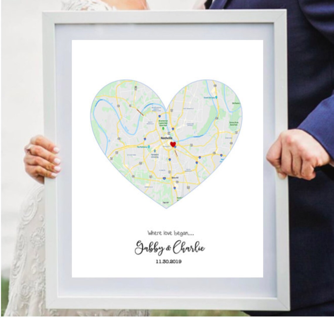Heart Map for Couples - Etsy