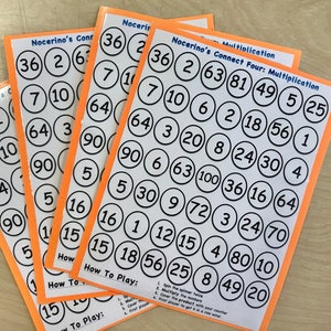 Multiplication Connect Four Educational Game - Etsy