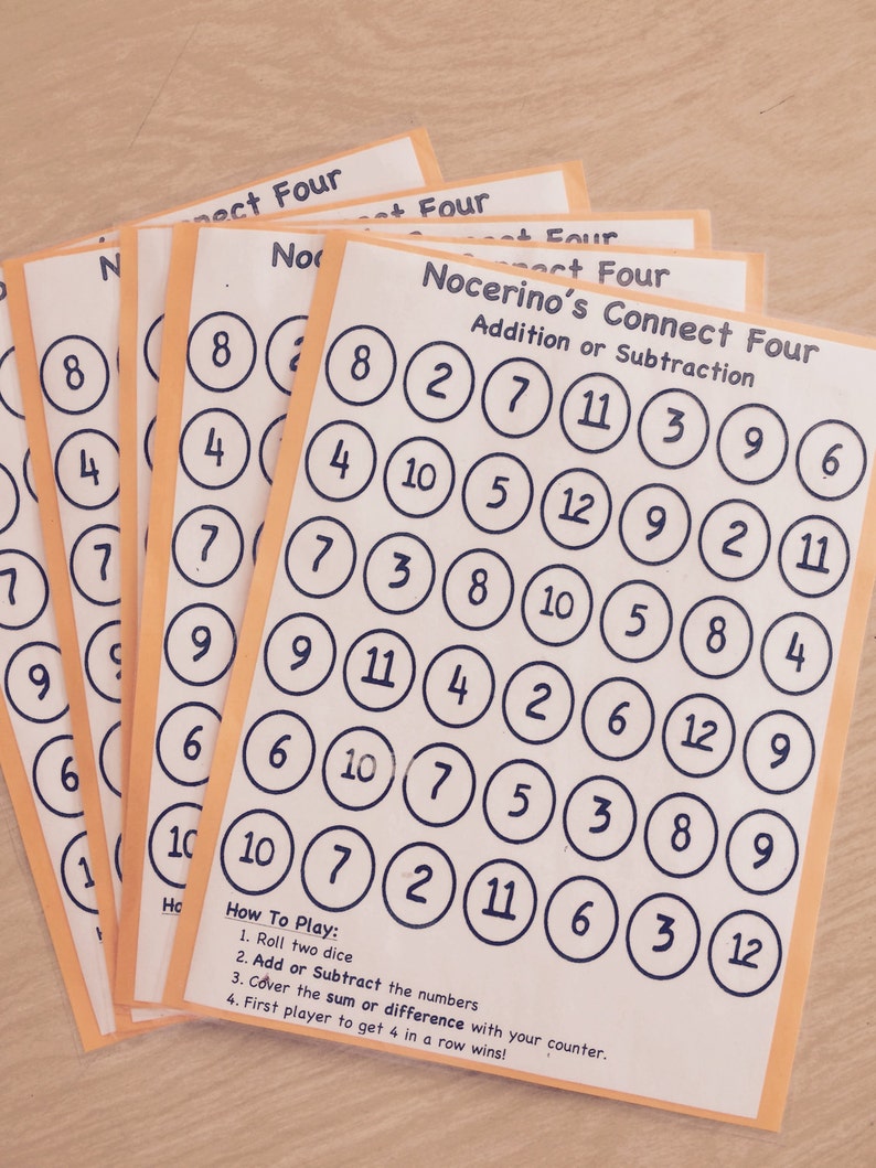 Addition / Subtraction Connect Four Educational Game - Etsy