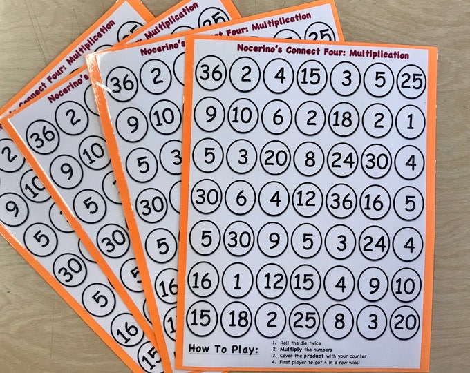 Multiplication Connect Four Educational Game | Etsy