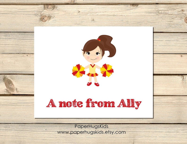 PRINTABLE Cheer Stationery Cheerleading Note Cards Kids - Etsy