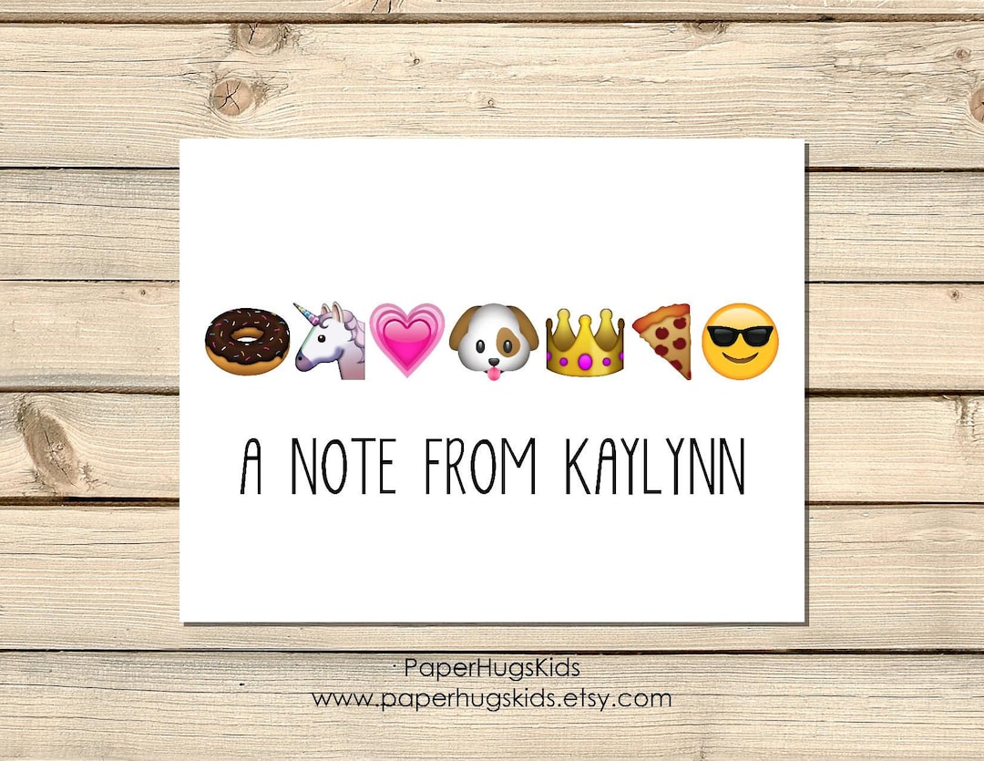 Emoji Stationery, Emoji Note Cards, Kids Thank You Cards, Personalized ...