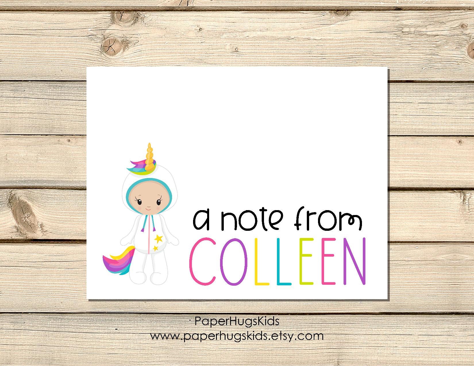 PRINTABLE Kawaii Rainbow Unicorn Note Cards Stationery Set for - Etsy