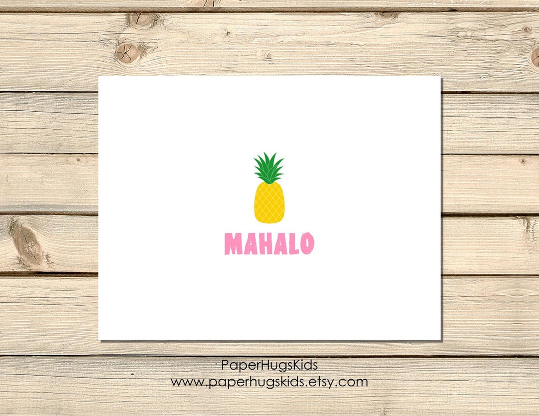 Mahalo Pineapple Note Cards, Tropical Thank You Notes, Blank Note Cards ...
