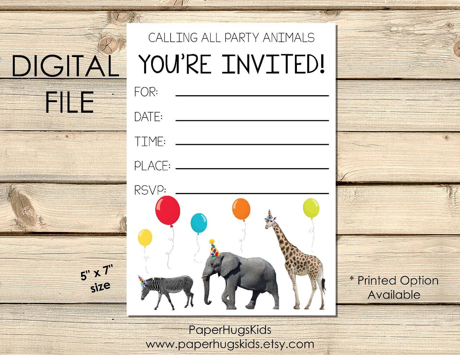 Printable Animal Birthday Party Invitations Instant Download ...