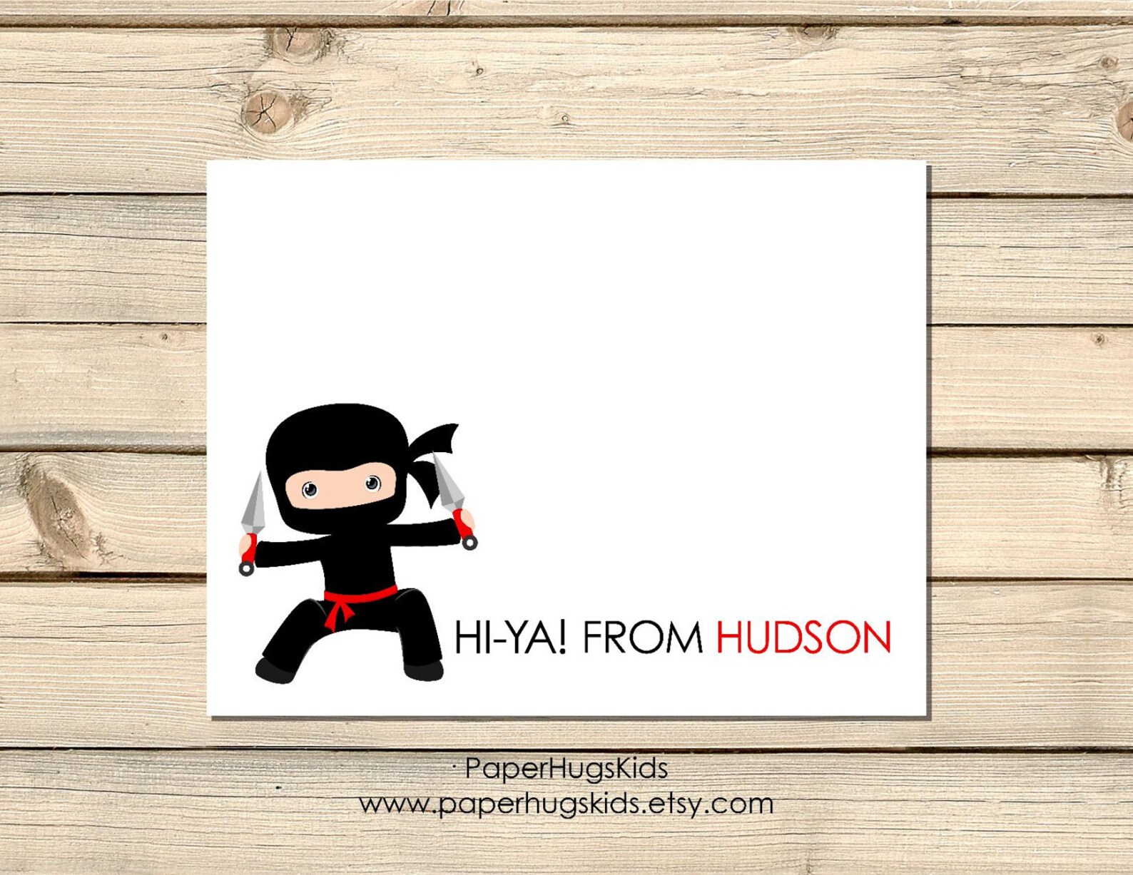 Ninja Stationery, Ninja Note Cards, Personalized Note Cards, Kids Thank ...