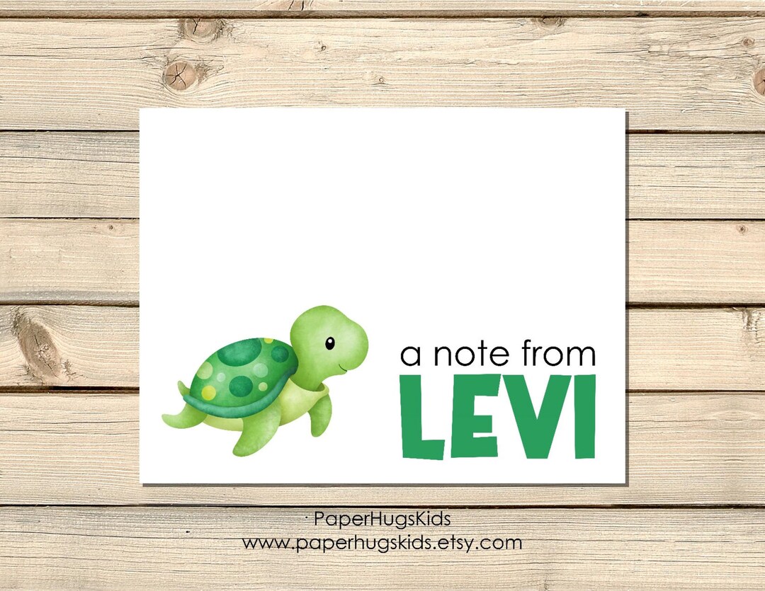 PRINTABLE Cute Green Sea Turtle Note Cards Stationery for Kids ...
