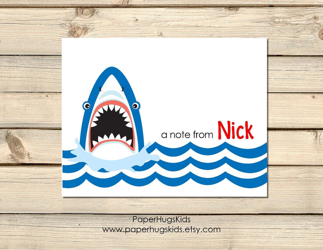 PRINTABLE Shark Stationery, Shark Note Cards, Thank You Cards ...