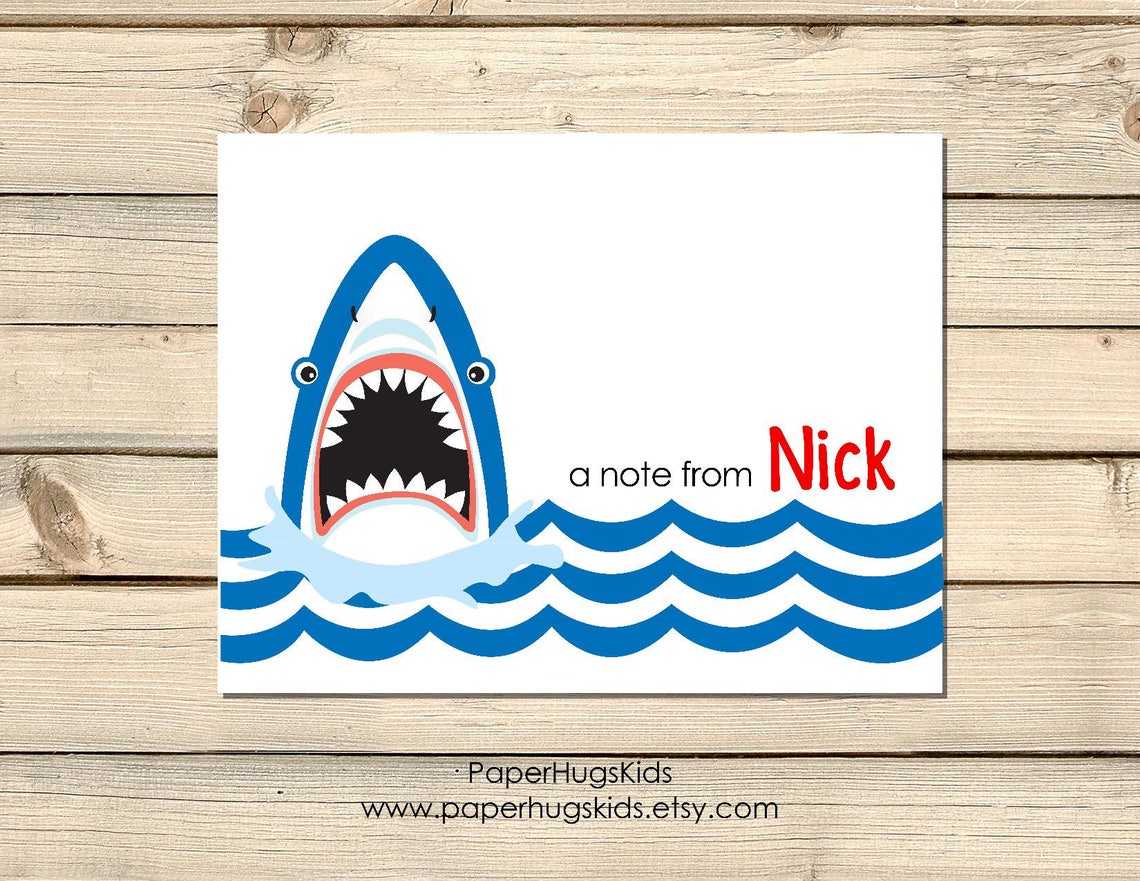 PRINTABLE Shark Stationery Shark Note Cards Thank You Cards - Etsy