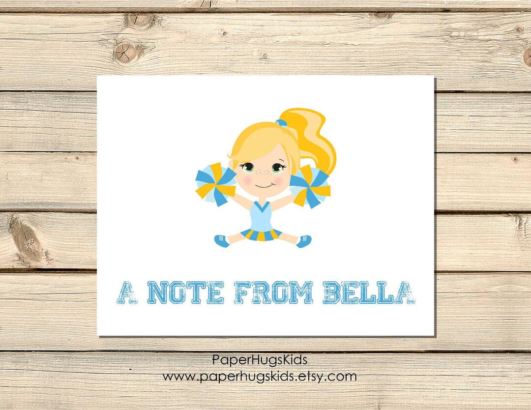 PRINTABLE Cheer Stationery, Cheerleading Note Cards, Kids Thank You ...