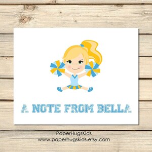 PRINTABLE Cheer Stationery, Cheerleading Note Cards, Kids Thank You ...