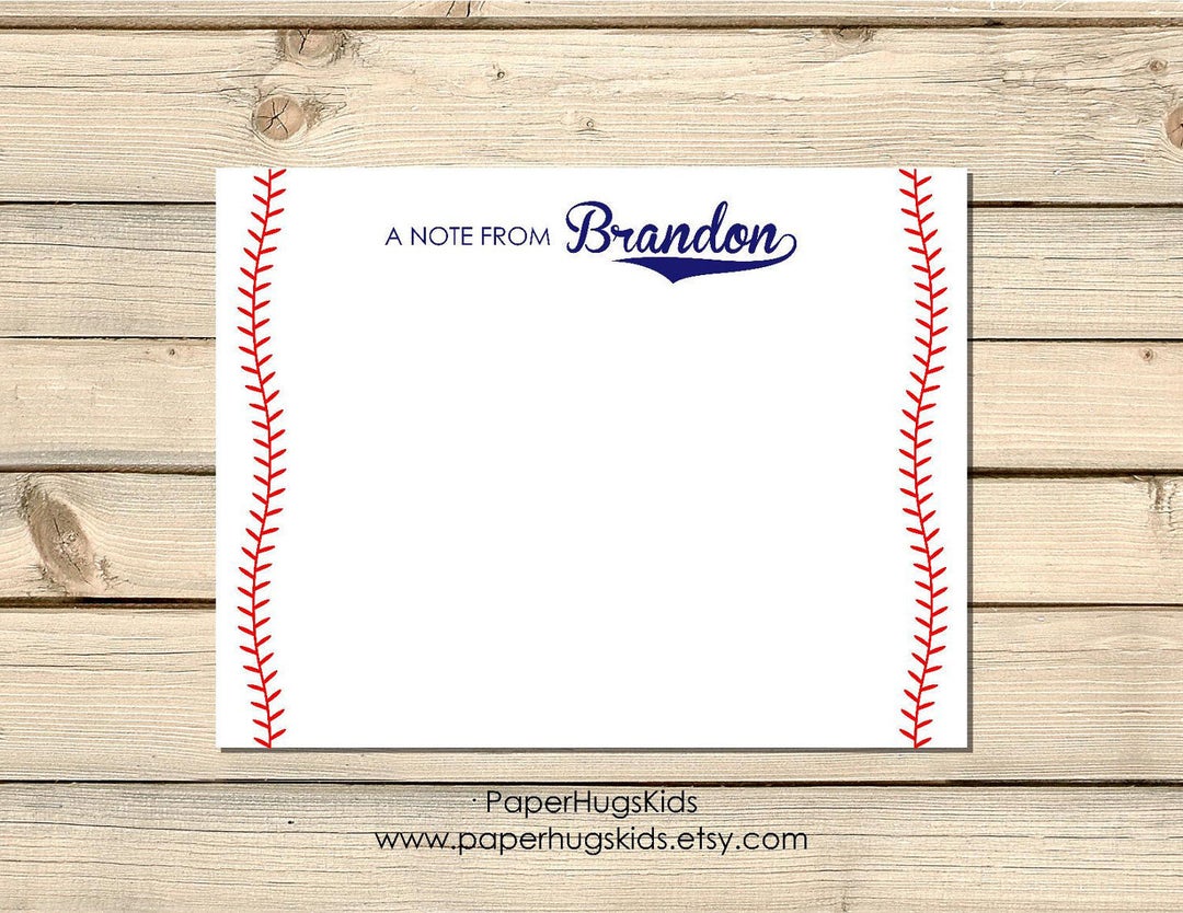 PRINTABLE Baseball Note Cards, Baseball Stationery, Sports Note Cards ...