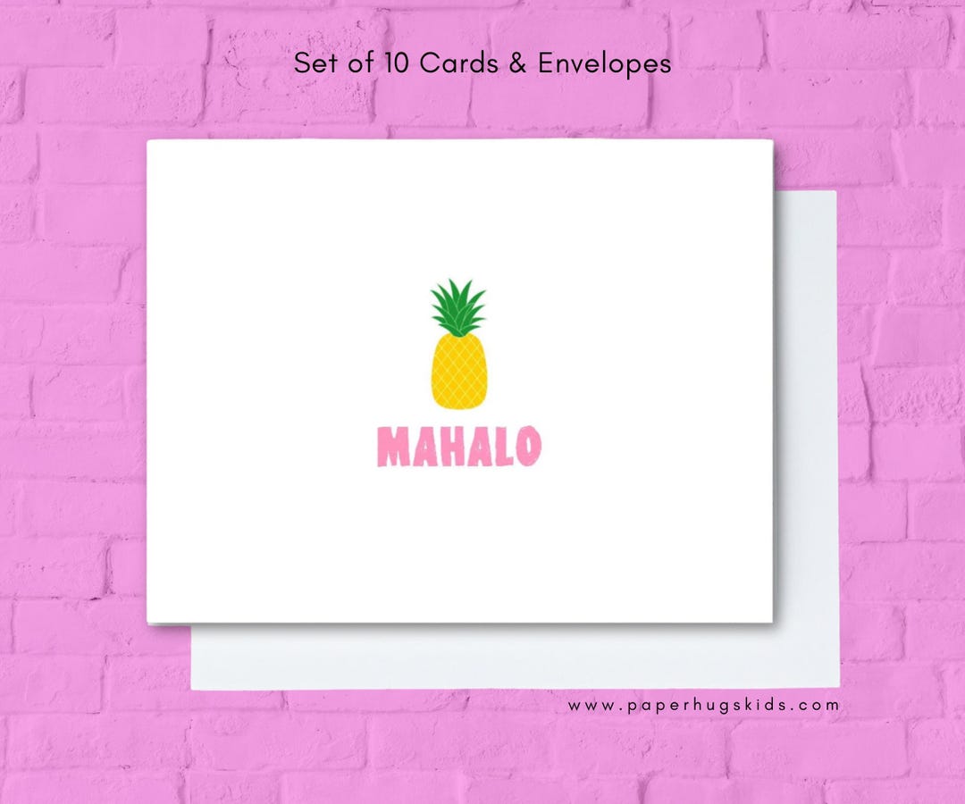 Pineapple Note Card Set: Tropical Mahalo Thank You Stationery - Etsy