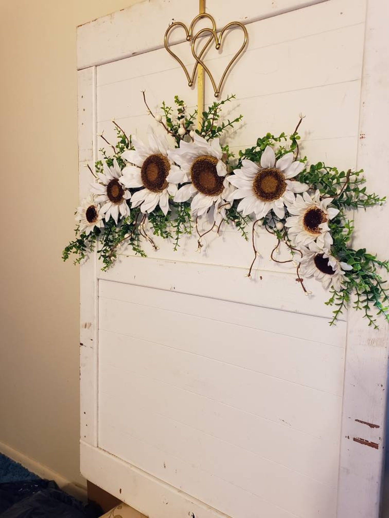 White Sunflower Swag Arch Wreath Alternative Fresh New | Etsy