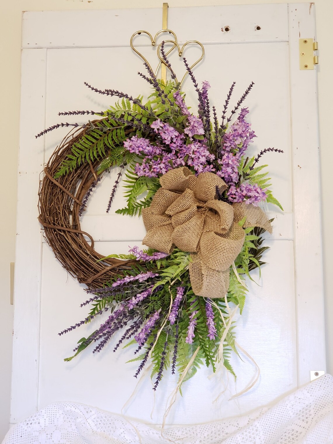 Purple Lilacs, +spring Wreath, Picnic Style, Farmhouse Wreath, Memorial ...