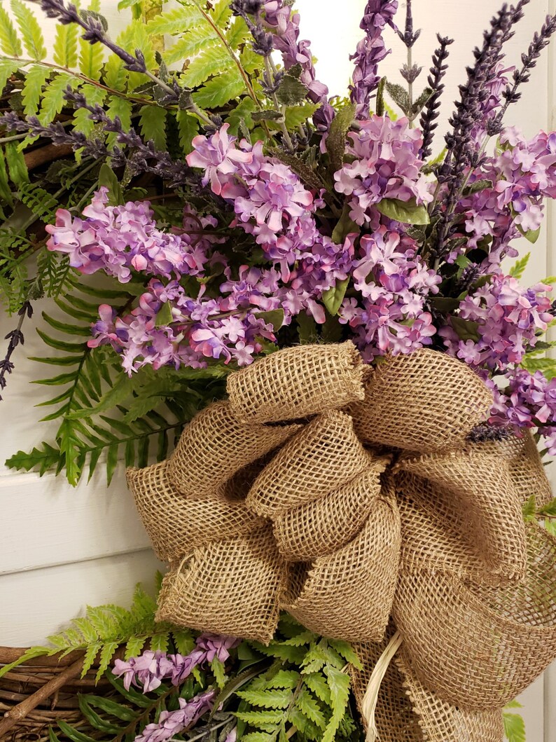 Purple Lilacs, +spring Wreath, Picnic Style, Farmhouse Wreath, Memorial ...