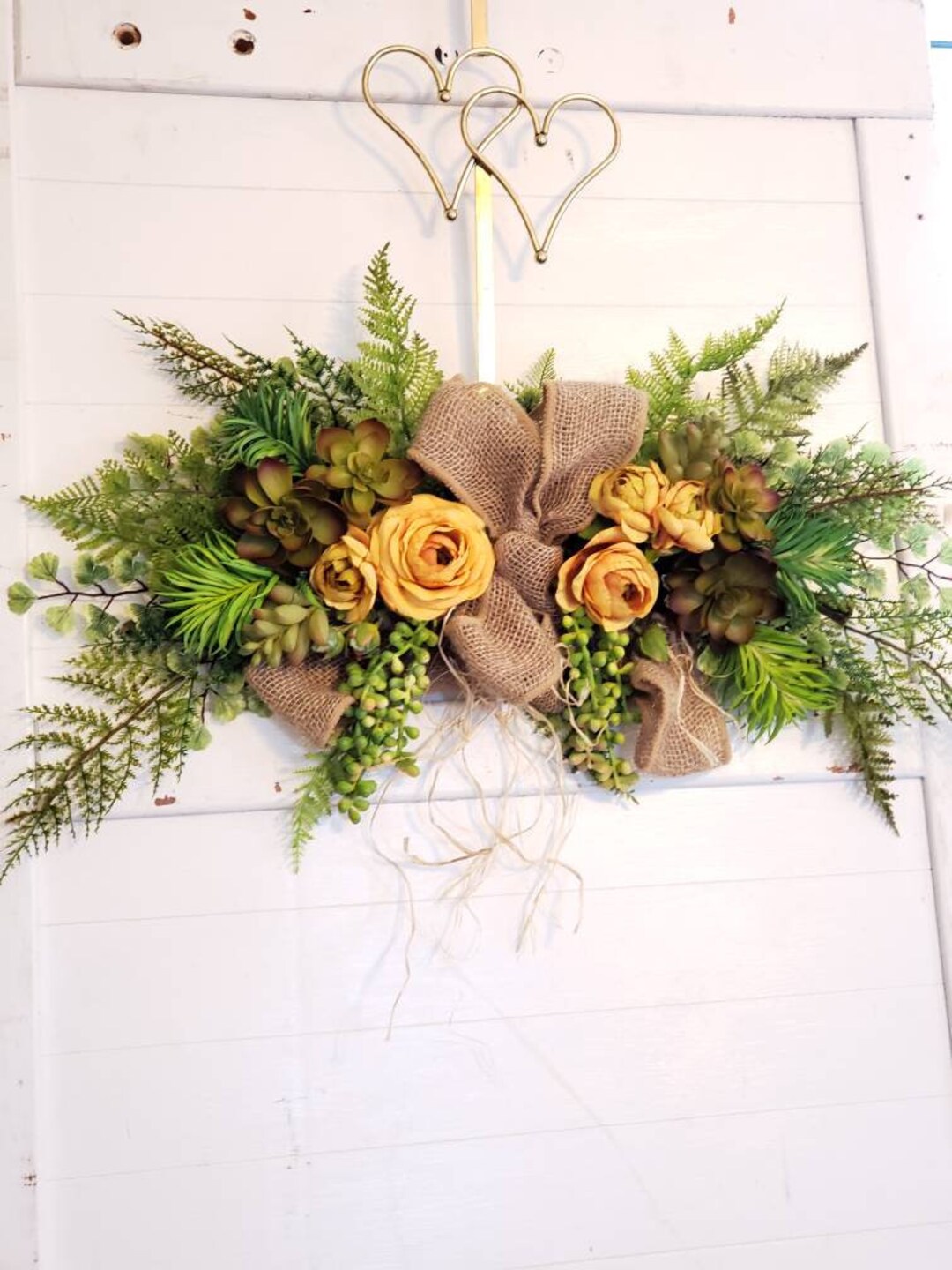 Floral Succulent Swag, Desinger Design, Customize Colors, All Seasons ...