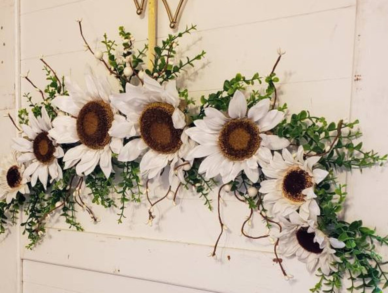 White Sunflower Swag Arch, Wreath Alternative, Fresh New Designs All ...