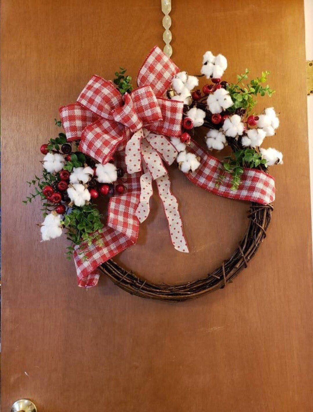 Country Style Cotton Wreath, Farmhouse Style Wreath, All Season Wreath ...