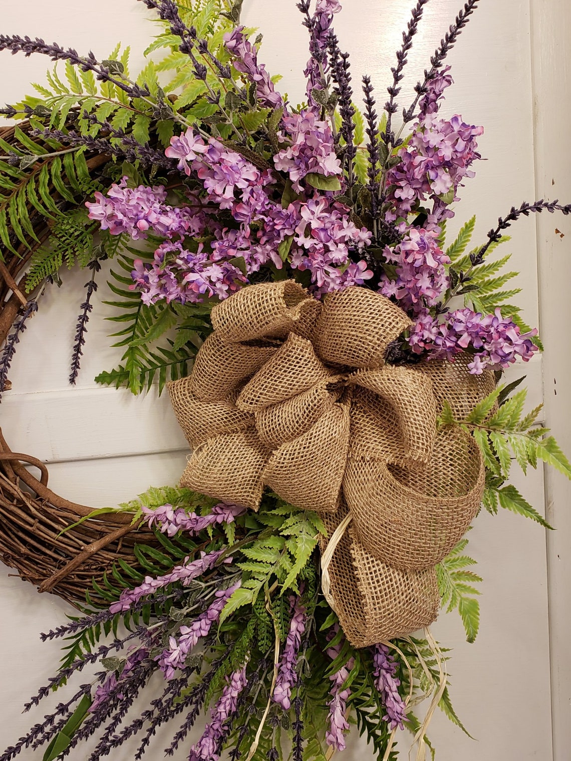 Purple Lilacs, +spring Wreath, Picnic Style, Farmhouse Wreath, Memorial ...