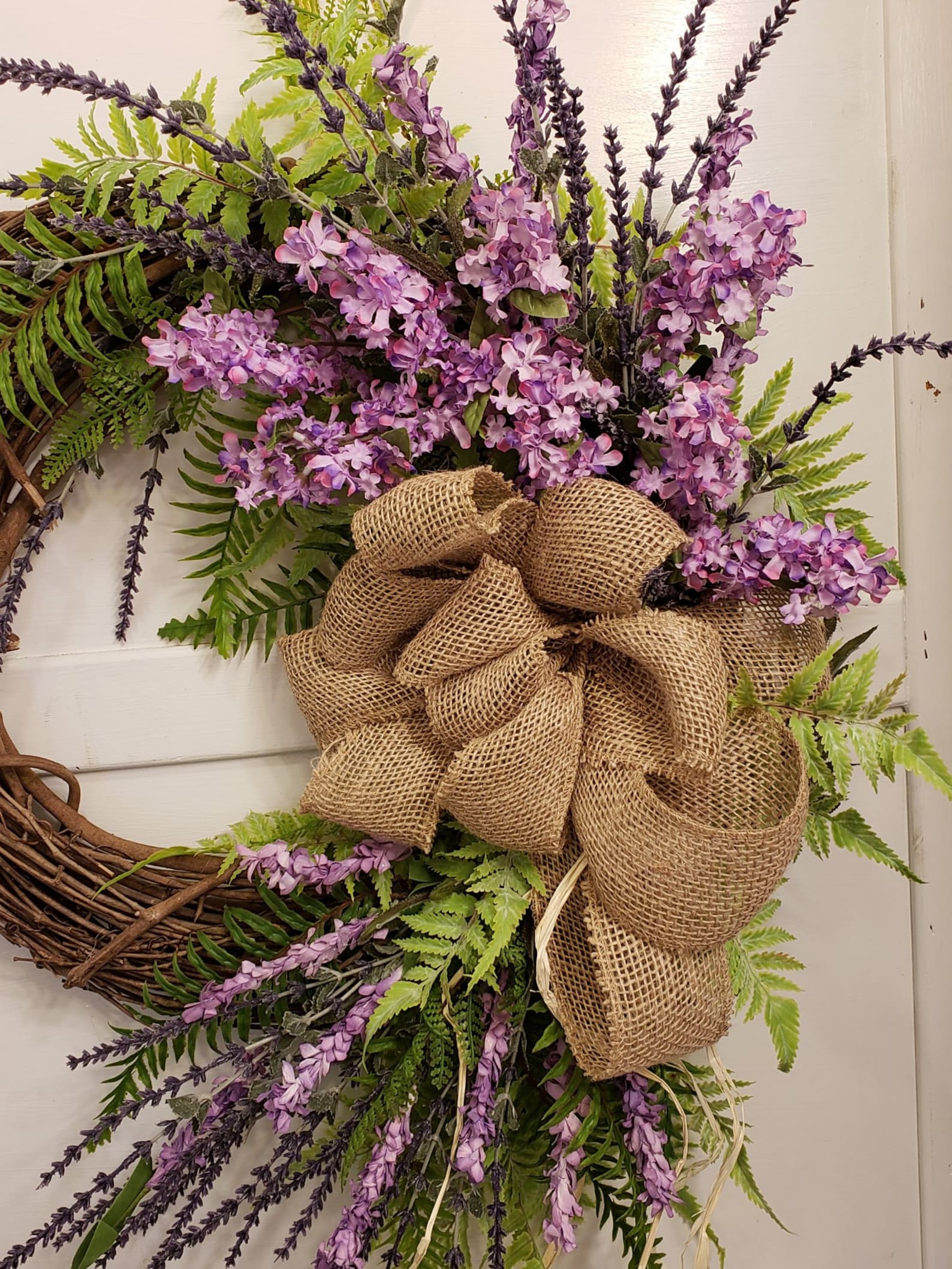 Purple Lilacs, +spring Wreath, Picnic Style, Farmhouse Wreath, Memorial ...