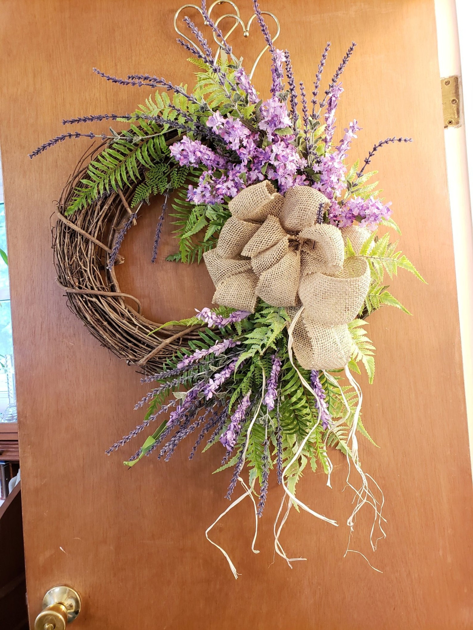 Purple Lilacs, +spring Wreath, Picnic Style, Farmhouse Wreath, Memorial ...