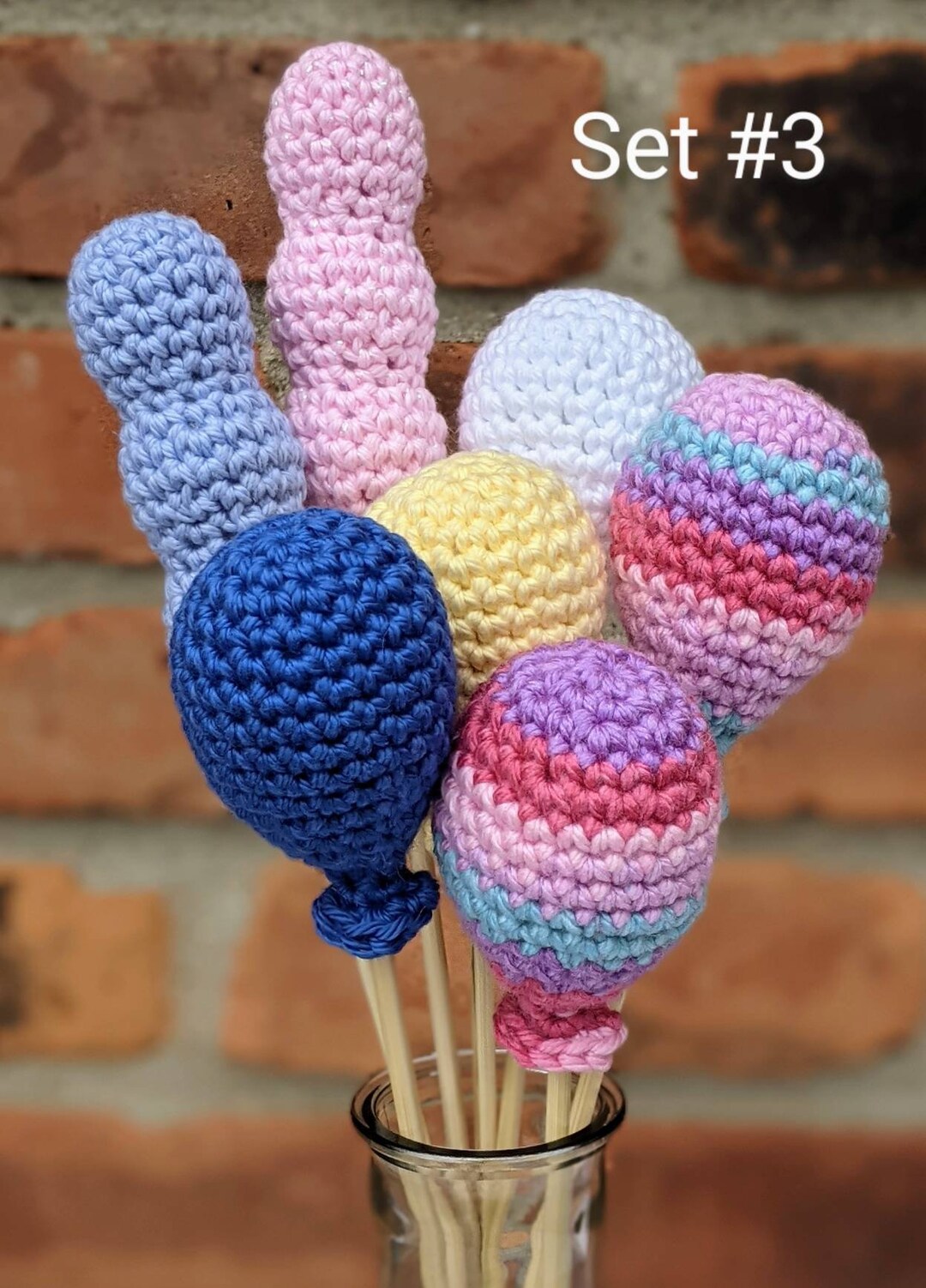 Crocheted Balloon Bouquet, Baby Shower, Valentines Day, Balloon Bouquet ...
