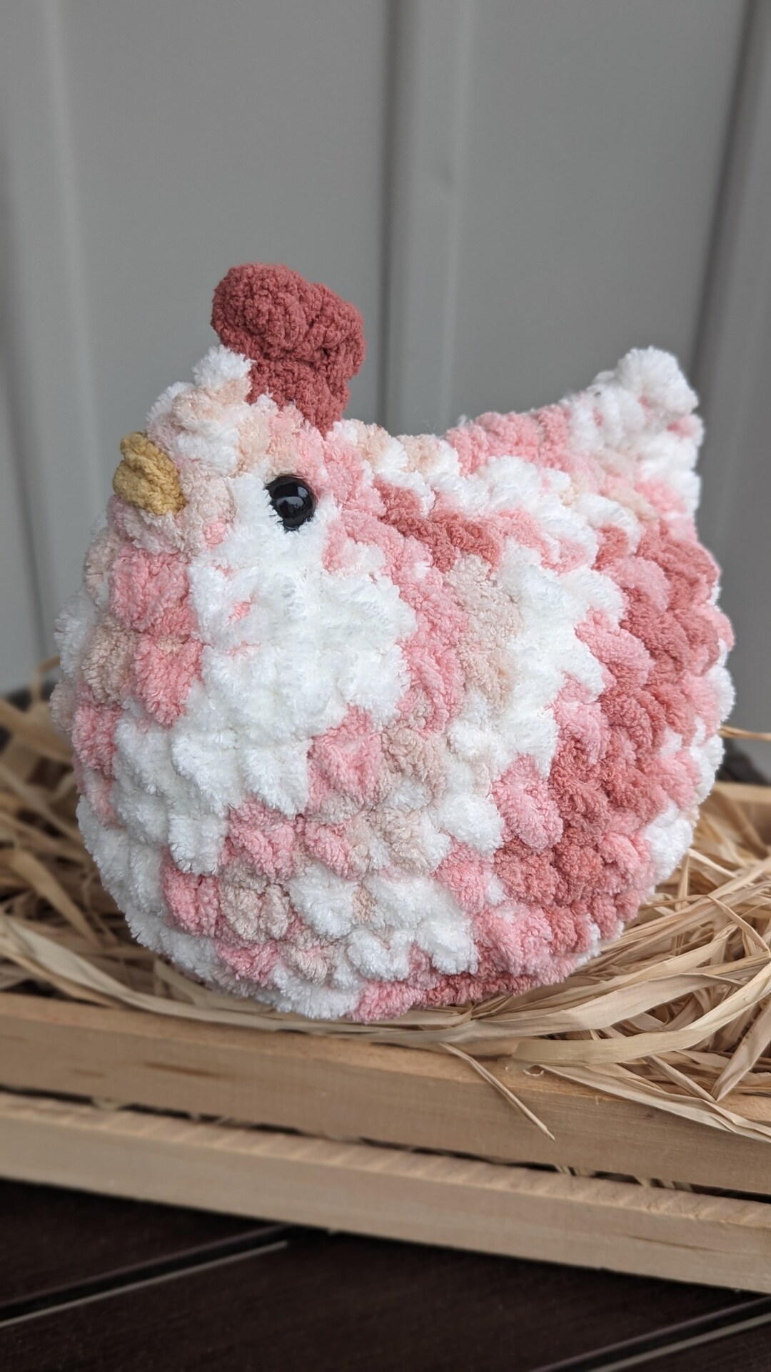 Valentine Crochet Chicken Stuffy, Handmade Crochet Chicken, Farm Animal ...