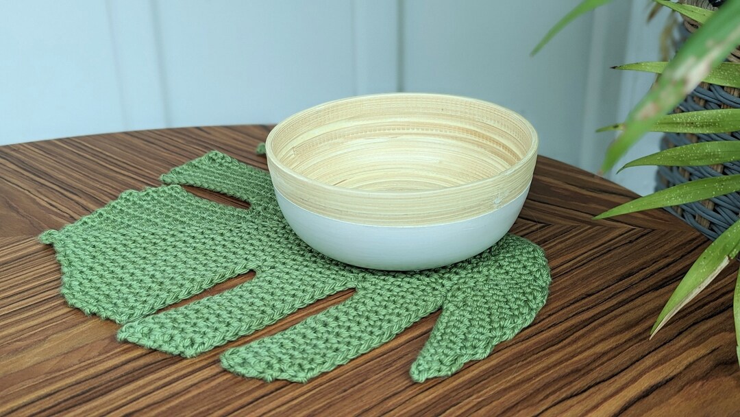 Monstera Leaf Trivet Crochet, Placemats, Leaf Placemats Crochet, Plant ...