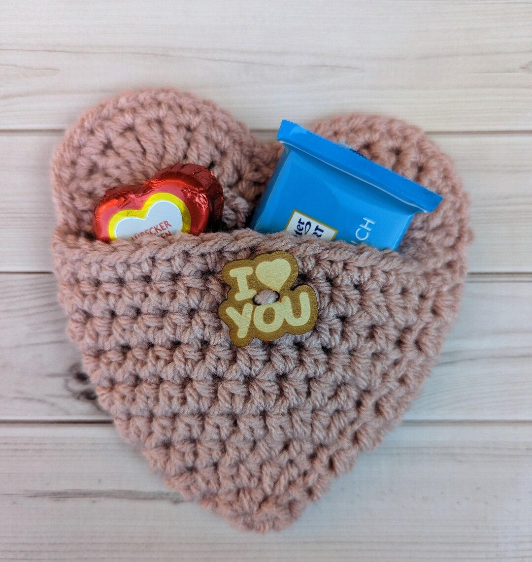 Heart Pouch for Valentines, Crochet Gift Card Holder, Valentines Day ...