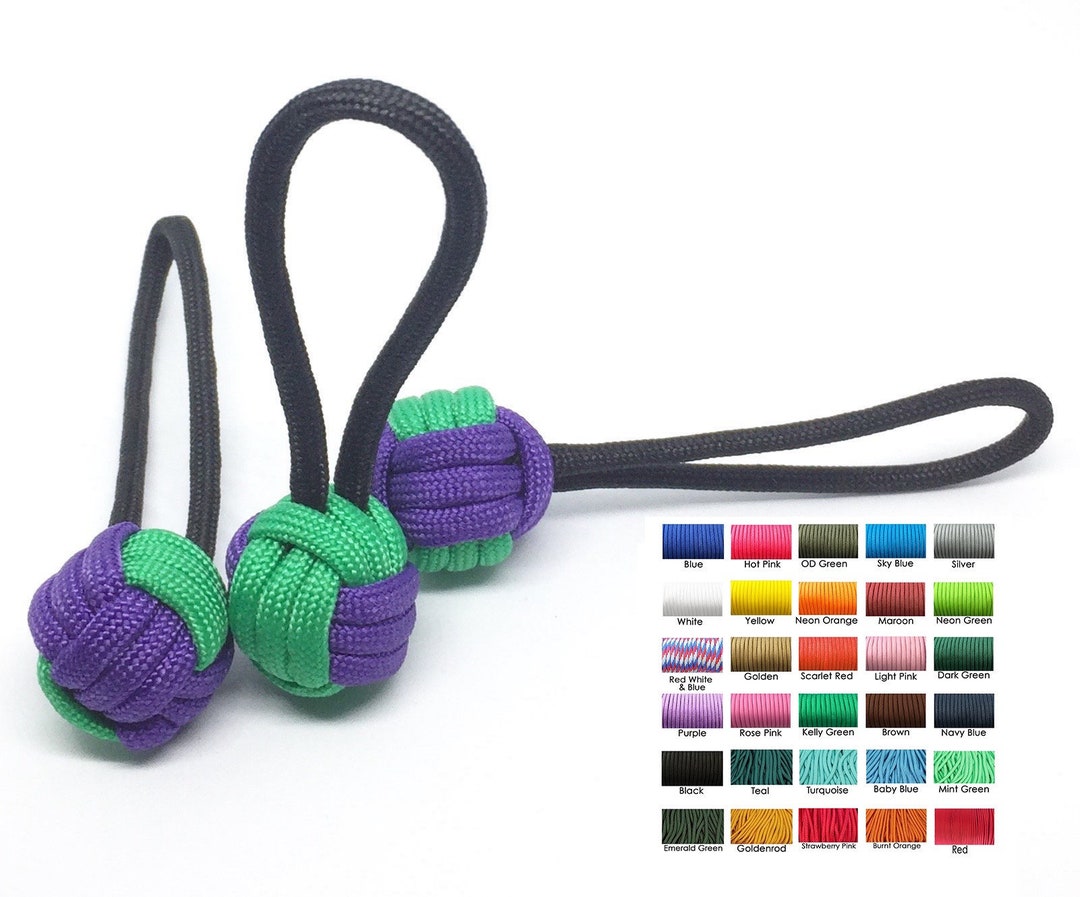 321 Zipper Pulls Keychain Monkey Fist Zipper Pullparacord - Etsy