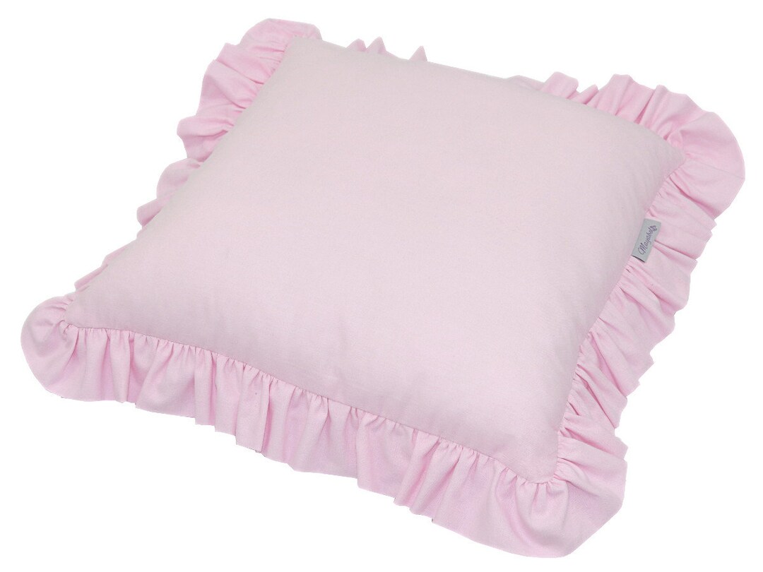 Pink Square Pillow With Ruffles, Frilled Pillow, Decorative Pillow for ...